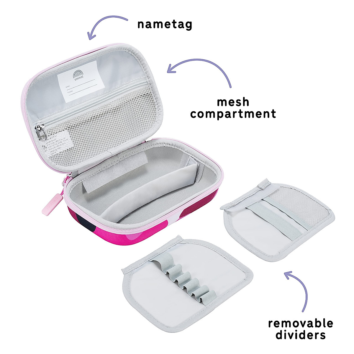 uninni Strokes Pencil Case for Girls and Boys - Large Kids Pencil Case with Mesh Storage Pocket & 2 Removable Dividers for Organizing Markers & Pens. Pencil Case for Kids with a durable design