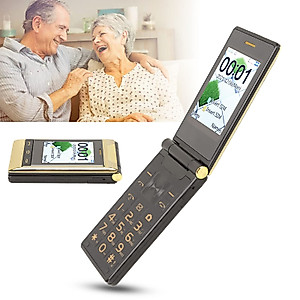 Flip Cell Phone for Seniors,G Seniors Phone,3.0 Inch Double Sided Large Screen Cell Phone,Long Standby Dual SIM Phone, 5900mAh 1.3 MP Support Flashlight Camera Music Player (Gold)
