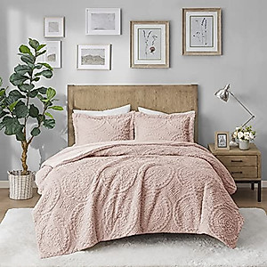 Madison Park Ultra Soft Luxury Premium Plush Comforter Mini Modern All Season Down Alternative Bedding Set with Matching Sham, Full/Queen, Blush