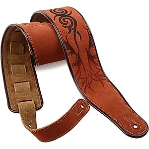 Dulphee Leather Guitar Strap, 2.8 Inches Width Suede Guitar Strap for Bass, Electric guitar and Acoustic Guitar (Brown Tribal)