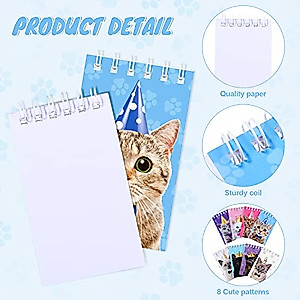 24 Pcs Cat Animal Mini Notepad Cute Cat Small Spiral Pocket Notebook Pet Cat Memo Spiral Tiny Notebooks for Cat Party Favors Kids Birthday Party Classroom School Goodie Bags Stuffers(Vivid Style)