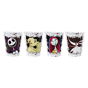 Silver Buffalo Disney Nightmare Before Christmas Character 4 Pack Plastic Mini Cup Set, 1.5 Ounces