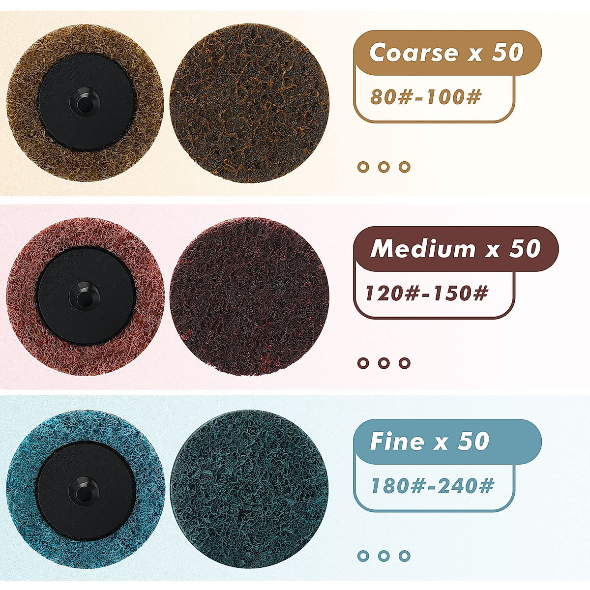 150 Pcs Sanding Discs Set 2 Inch Roll Lock Discs Sanding Pads Die Grinder Accessories Surface Conditioning Discs Fine Medium Coarse for Die Grinder Sanding Disc Surface Grind Burr Polish