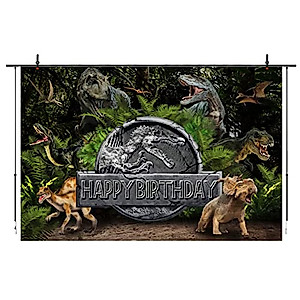 Dinosaur Themed Backdrop for Kids Boys Happy Birthday Party Teens Birthday Dinosaur Photography Background Jungle World Photography Backdrops 7x5ft