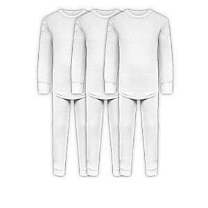 Andrew Scott Boys Long John Ultra-Soft Cotton Stretch Base Layer Underwear Sets / 3 Long Sleeve Tops + 3 Long Pants - 6 Piece Mix & Match (3 Sets / 6 Pc -WHITE, 4)