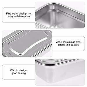 Angoily Refrigerator Ice Cream Box Stainless Steel Freezer Box Metal Freezer Bin Airtight Snack Bowl Reusable Refrigerator Food Storage Container with Lids for Kitchen Accessories