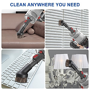 LANMU Horse Hair Brush Vacuum Attachments Compatible with Dyson V15 V12 V11 V10 V8 V7 V6 Vacuum Cleaner, 1.25" Soft Vacuum Dust Brush Accessories