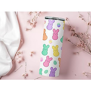 Pastel Peeps Bunny Pattern 20oz Stainless Steel Tumbler with Spillproof Lid and Straw