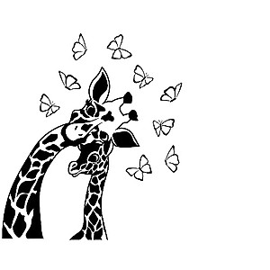 Mom Giraffe with Kid Drawing Name Amelia Wall Decor - Lovely Giraffe Family Picture Baby Name Wall Decals - Two Giraffes Parent with Kid Name Stickers for Wall