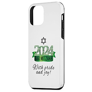 iPhone 12 mini 2024 Bar Mitzvah I Pride & Joy I White Green Banner Decor Case