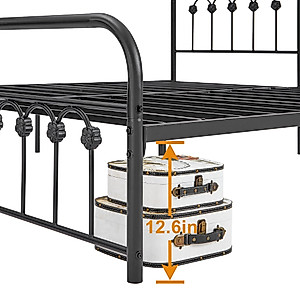 VECELO Classic Metal Platform Bed Frame with Headboard and Footboard Mattress Foundation with Steel Slat Support/No Box Spring Needed/Easy Assembly/Full Size Black