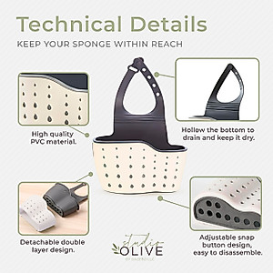Sponge Holder for Kitchen Sink to Hang from the Faucet. Modern Adjustable Kitchen Sink Sponge Holder with Drain Holes For Drying.