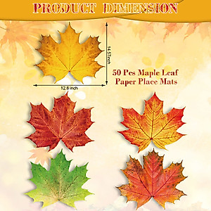 50 Pack Mother's Day Father's Day Table Mats Mexican Disposable July 4th Patriotic Paper Place Mats Fall Placemats Paper Valentine's Day Mats for Home Dining Table Decor(Leaf Style)