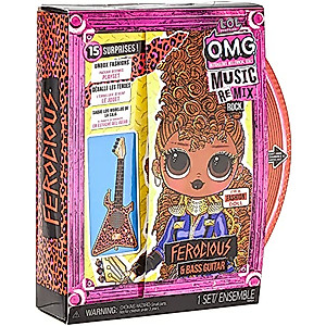 LOL Surprise OMG Remix Rock Ferocious Fashion Doll with 15 Surprises Including Bass Guitar, Outfit, Shoes, Stand, Lyric Magazine, & Record Player Playset, Kids Gift, Toys for Girls Boys Ages 4 5 6 7+