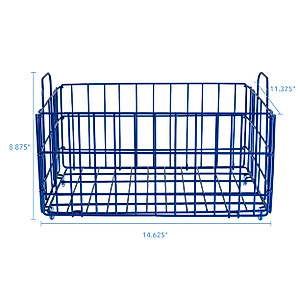 Atlantic Tabletop Wire Storage Basket, Heavy-Gauge Powder-Coated Metal Wire Construction, Stackable for Easy Expansion, Collapsible & Foldable, Non-Slip Feet, Plastic Liner, PN 23308043 – Blue