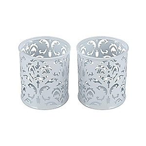 EasyPAG 2 Pack Pen Holder for Desk Premium Metal Pencil Holder Pen Cup Marker Holder Makeup Brush Holders, Desk Accessories & Workspace Organizers for Home, School & Office,White