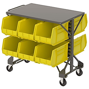 Akro-Mils 30260 AkroBins Plastic Storage Bin Hanging Stacking Containers, (18-Inch x 11-Inch x 10-Inch), Yellow, (6-Pack)