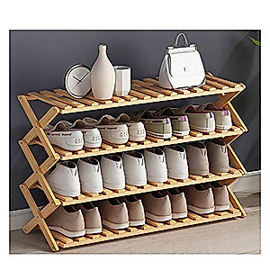 Goasis Lawn GL Bamboo 4-Tier Shoe Shelf Foldable Bamboo Shoe Rack Multifunctional Free Standing Shoe Shelf Storage Organizer