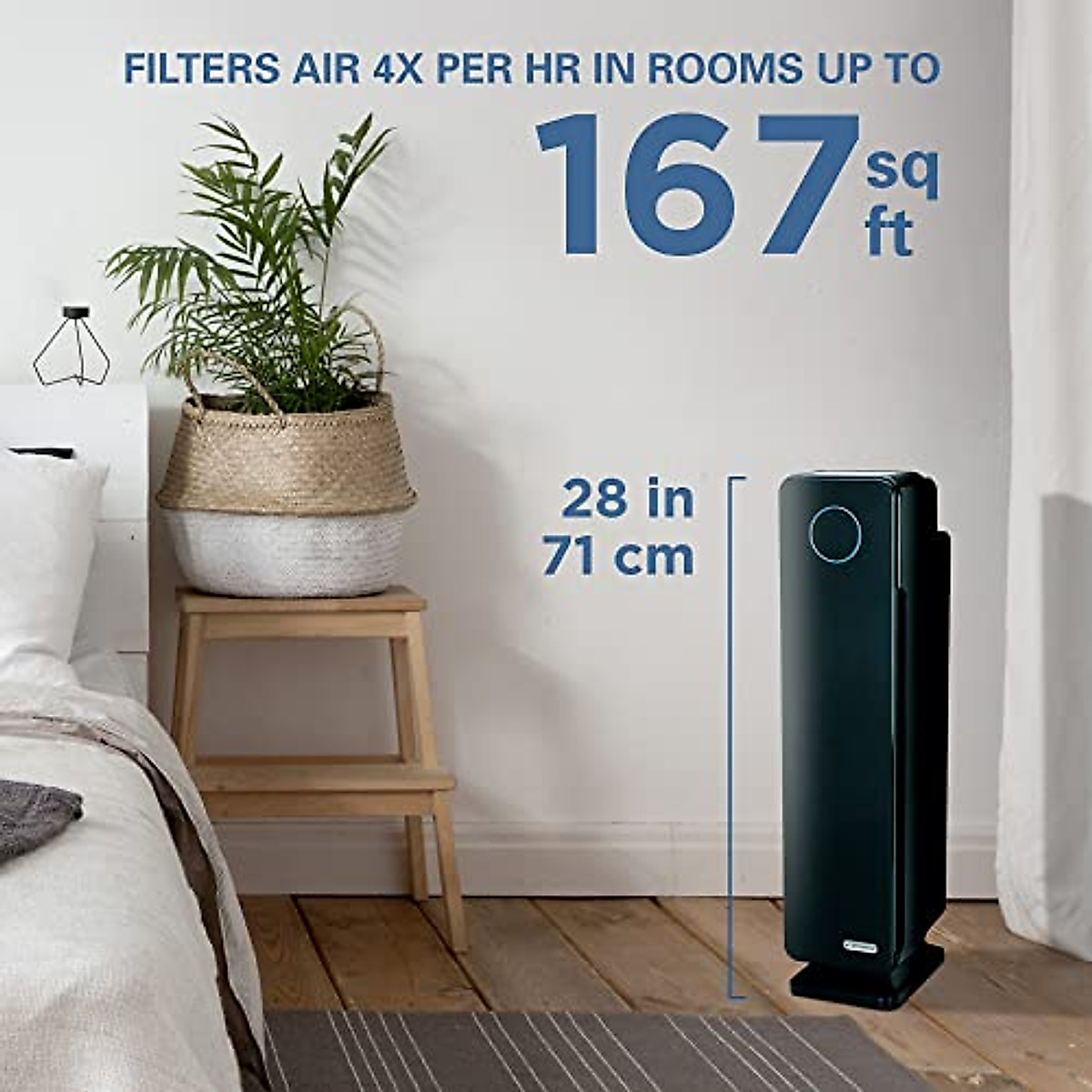Germ Guardian Air Purifier for Home, Large Rooms, H13 HEPA Filter, Removes Dust, Allergens, Smoke, Pollen, Odors, Mold, UV-C Light Helps Kill Germs, 28 Inch, Black, AC5350B