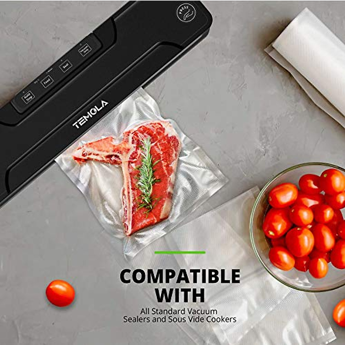 Vacuum Sealer Bags 8"x50' Rolls for Food Saver, Seal a Meal, Sous Vide, Meal Prep, Food Preservation, Vac Storage, BPA Free and Heavy Duty, Commercial Grade Food Sealer Bags