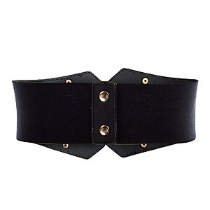 Scarlet Darkness Women Gothic Cincher Belt Corset Steampunk Elastic Wide Waist Belt Black L