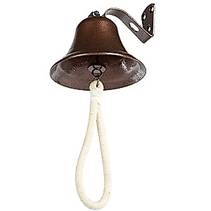 Hanging Bell Dinner Bell Outdoor Bell Bracket Mount Wall Bell Indoor Rope Bell Ship/Boat/Nautical/Door/School/Reception/Home/Church Bell(Copper)