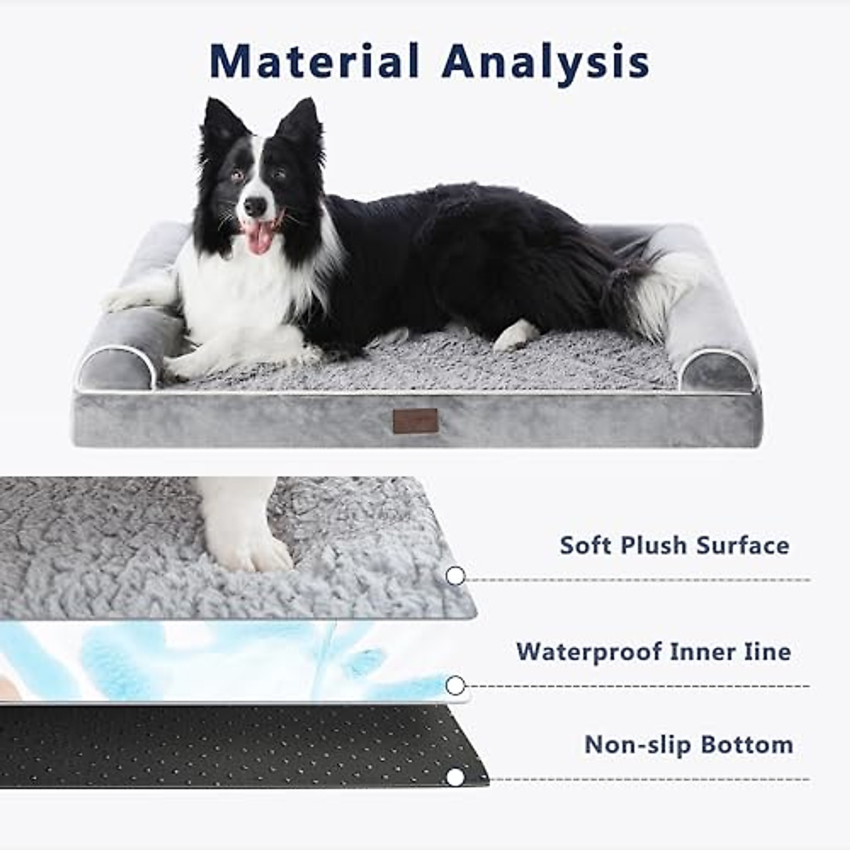 Figopage Orthopedic Dog Beds for Large Dogs - Extra Large Dog Beds for Large Dogs with Washable Removable Cover, Waterproof Comfy Dog Bed Couch with Sides for Medium/Large Dogs