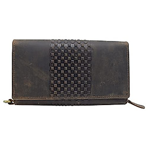 Swiss Marshall Womens Leather Wallets RFID Blocking Large Capacity Credit Cards Holder Phone Clutch (Vintage Brown)