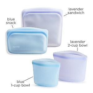Stasher Premium Silicone Reusable Food Storage Bags, 4-Pack, Multi | Multi-Use Food Storage Bags, Lunch Bag, Travel Containers | BPA Free, Leak-free, Dishwasher-Safe, Eco-friendly