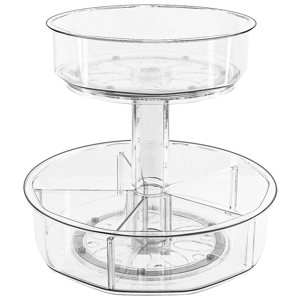 Bienvoun 2 Tier Lazy Susan Organizer Turntable Clear Spice Rack Organizer for Cabinet Height Adjustable Cabinet Organizer for Pantry Kitchen Clear