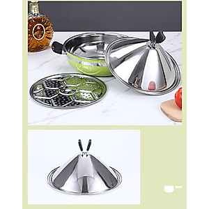 Stainless Steel Stockpot with Lid Tagines Pot Dual Handle Cookware Kitchen Cooking Pot Nonstick Soup Po Heighten 28cm Cone-Shaped Lid Nonstick Tajine Pot Steamer Casserole,Blue