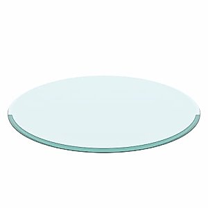 Wlvos 40" Inch Round Tempered Glass Table Top Clear Glass 1/2" Inch Thick Beveled Polished Edge