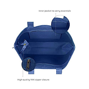 Ecoright Aesthetic Canvas Tote Bag for Women Large Zipper Tote Bags with Pocket, Valentine gift for her