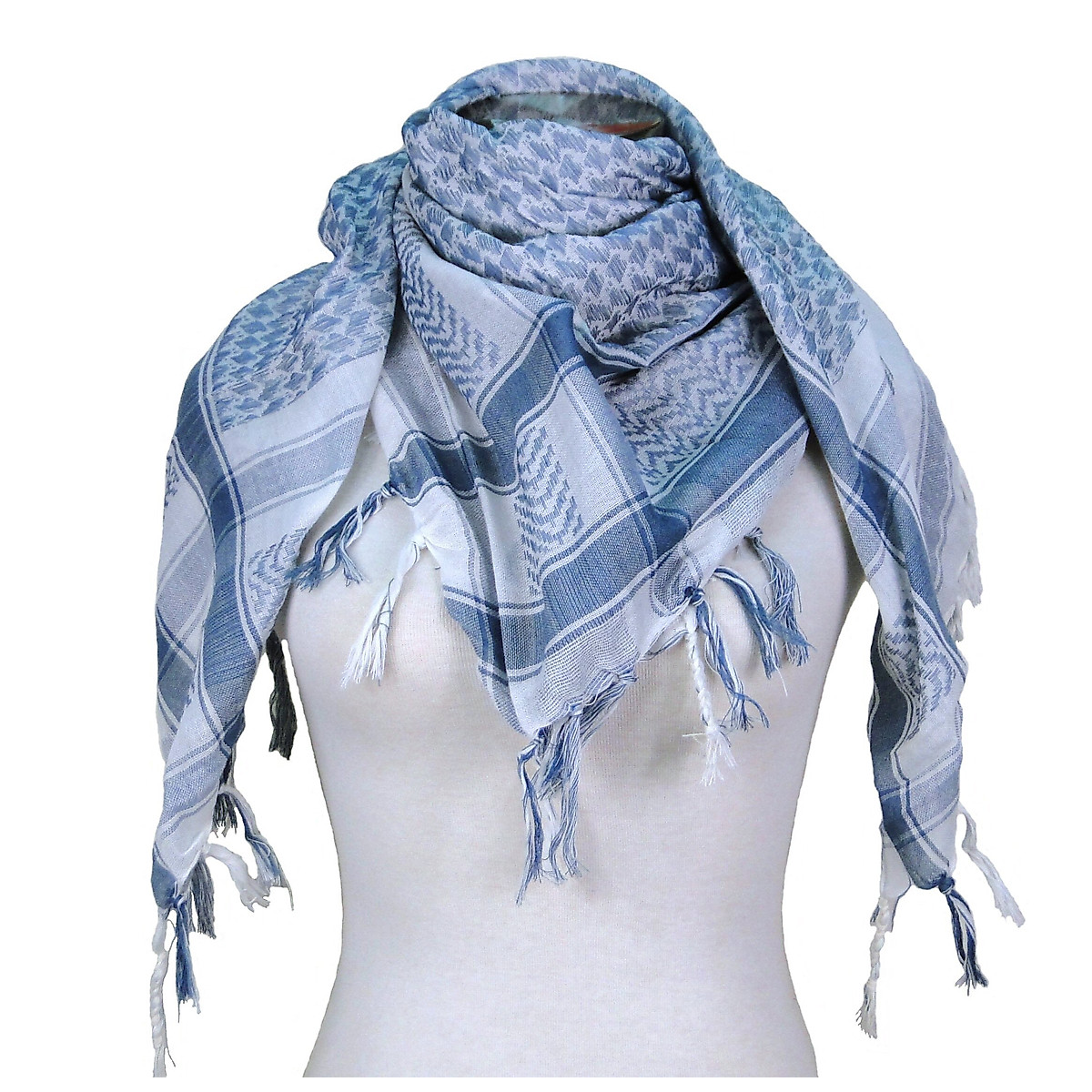 Tapp Collections Premium Shemagh Head Neck Scarf - White/Blue