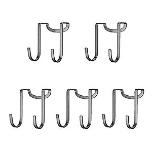 Dewell Multi-Use Over Cabinet Hook, 5 Pack, Stainless Steel, Double Hook for Drawer Cabinet, Closet, Fence, Kitchen and Bathroom, Silver