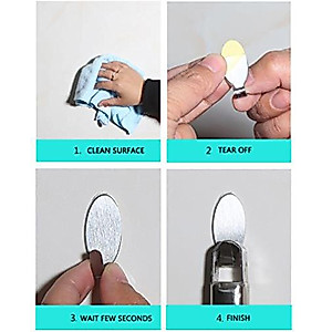 Hometeq (6 Pack) 1.25" Mini Stainless Steel Strong Self Adhesive Hooks Sticky Wall Mount Hooks for Bathroom Kitchen Office