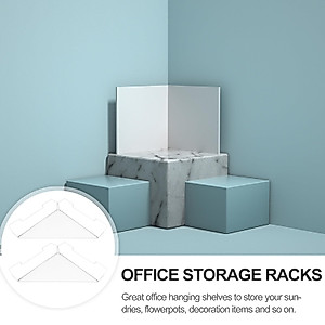 Housoutil 2PCS Corner Wall Shelf,Office Cubicle Floating Corner Shelf, Iron Desk Sundries Storage Rack Office Cubicles Hanging Corner Shelf Corner Hanging Shelf (White)