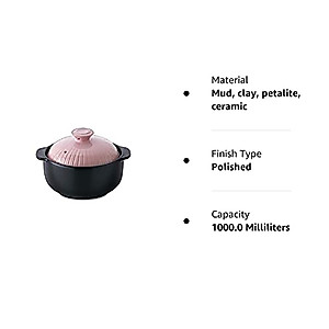 Kitchen Flower Lucia Natural Glazed Ceramic Porcelain Cookware Hot Pot (Sugar Pink 1000ml)