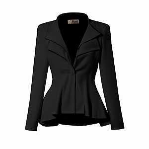Hybrid & Company Women Double Notch Lapel Office Blazer JK43864 1073T BLACK Xlarge