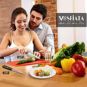 MOSFiATA 5” Chef Knife and 3.5" Fruit Knife Set with Knife Sheath, German High Carbon Stainless Steel EN.4116 with Micarta Handle and Gift Box for Vegetable and Fruit Cutting