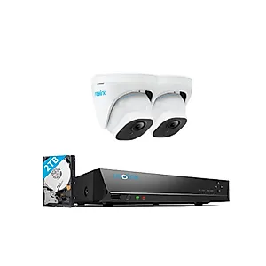 REOLINK 5MP PoE IP Cameras RLC-520A (Pack of 2) Bundle 8 Channel PoE NVR 2TB Hard Drive Installed,Outdoor IP Security Surveillance Cameras,100FT Night Vision, Human/Vehicle Detection