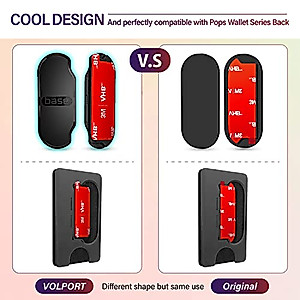 3PCS Adhesive Base Replacement for Pops Wallet+, Detachable Sticky Plastic Part Strips for Socket Wallet Plus & Wallet Case Back with Extra 3Pack 3M VHB Sticker Tapes, Sleeve Attachment Piece Black