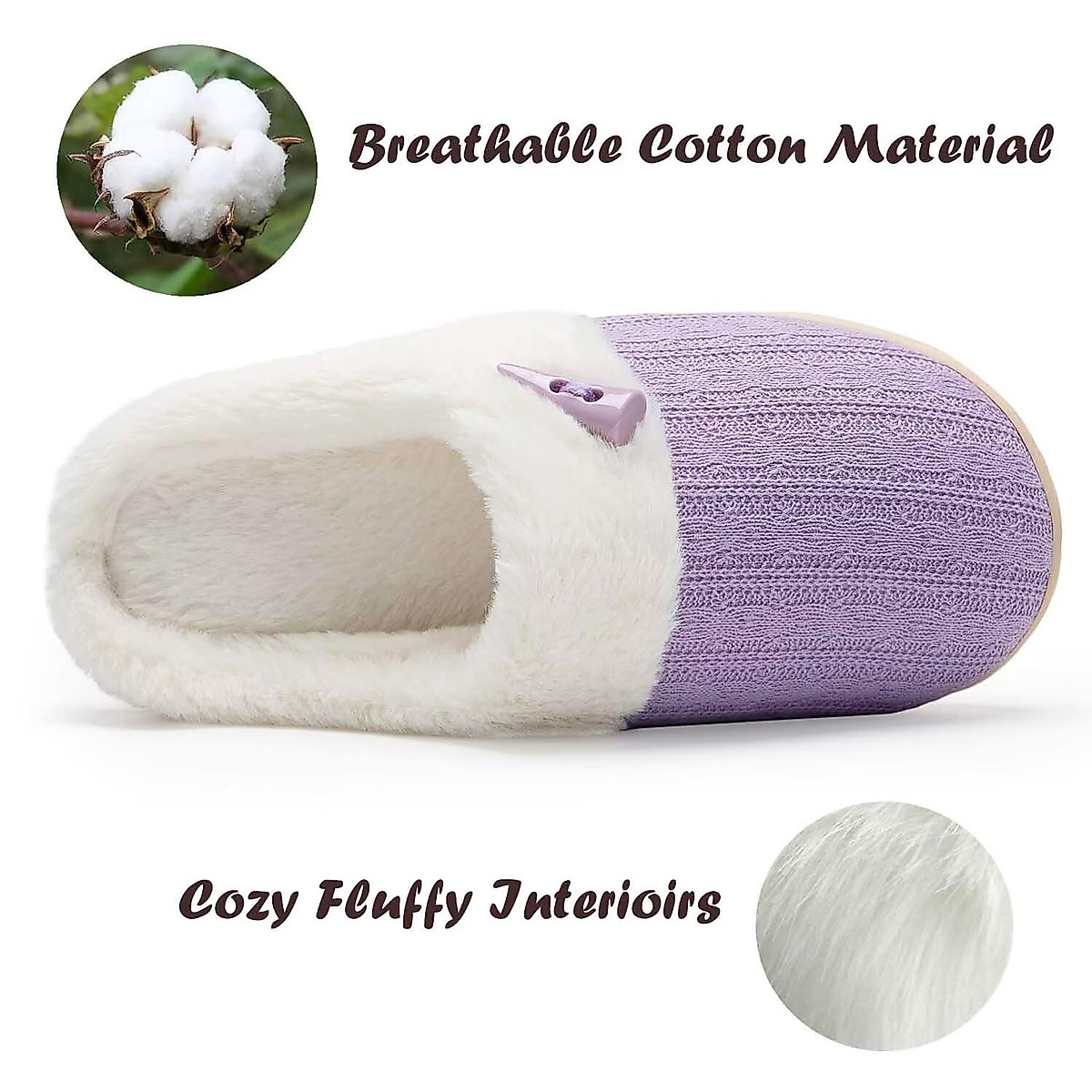 NineCiFun Women's Slip on Fuzzy Slippers Memory Foam House Slippers Outdoor Indoor Warm Plush Bedroom Shoes Scuff with Faux Fur Lining size 9 10 violet