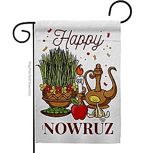 Iranian New Year Garden Flag Home Decor Banner Wall Art Patio Lawn Front Porch Room Decorations Small Outdoor Tapestry Yard Sign Celebration Persian New Year Christian Religion Day Holiday Made In USA