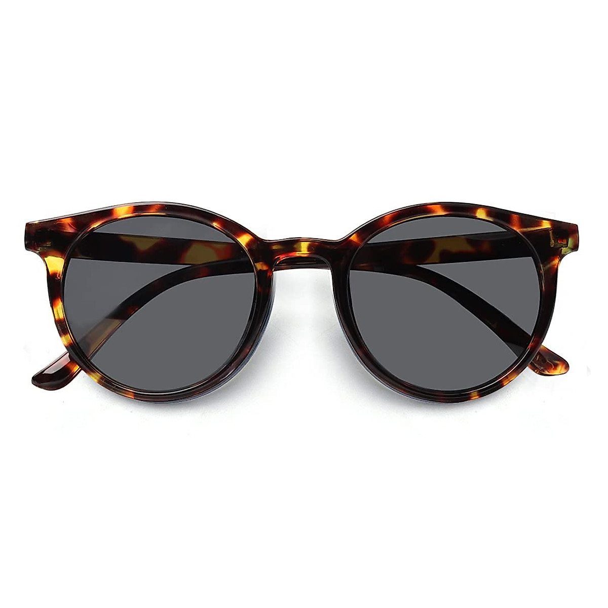 Kelens Vintage Polarized Horn Rimmed Round Circle Sunglasses UV400 Protection (Tortoise/gray, 50)