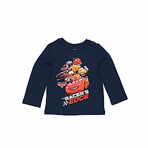 Disney Cars Lightning McQueen Toddler Long Sleeve T-Shirt Tee (3T, Navy)