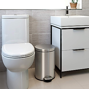 iTouchless SoftStep 3.2 Gallon Small Bathroom Step Trash Can with Odor Filter & Removable Inner Bucket, Stainless Steel, 12 Liter Round Pedal Garbage Bin for Bedroom, Home, Office Cubicle, Business