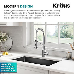 KRAUS Bolden Commercial Style 2-Function Single Handle Pull Down Kitchen Faucet in Stainless Steel/Chrome, KPF-1610SSCH (Pack of 1)
