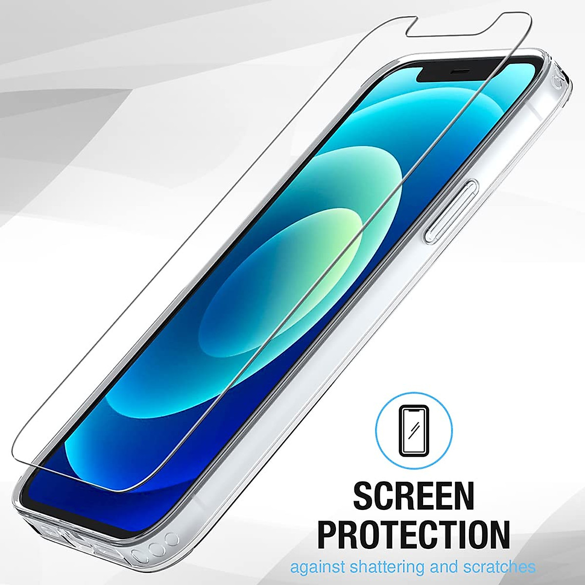 FlexGear Case for iPhone 12 Mini with 2X Glass Screen Protectors [Full Protection] - Crystal Clear