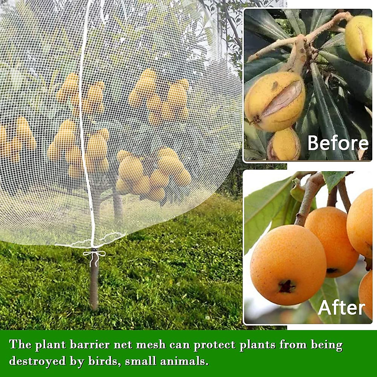 Fruit Tree Netting Large Fruit Tree Covers with Zipper to Protect Fruit from Squirrels and Birds Netting for Fruit Trees Fruit Tree Net Protection 71" x 75", 1 Pack